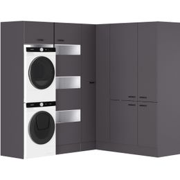 Mehrzweckschrank-Set Optifit "OPTImulti", anthrazitfarben, B:213,2cm H:210cm T:57,1cm, Holzwerkstoff, Kastenm&ouml;bel-Sets, Mehrzweckschrank-Set, Stellma&szlig; 213,2x190 cm, cleveres W&auml;schesystem, Schrankinnenausstattung