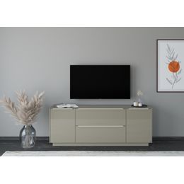 Lowboard "Reno", taupe matt lack, glas taupe glanz, B:182cm H:71cm T:42cm, Glas, Holzwerkstoff, SET ONE BY Musterring, Sideboards, Lowboard, Mit Sockel in diversen Farben, 71 cm H&ouml;he & Farbauswahl