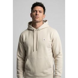 Kapuzensweatshirt Calvin Klein Jeans "400GSM TERRY BADGE HOODIE", Herren, Gr. S, oatmeal, Sweatware, Obermaterial: 100% Baumwolle, l&auml;ssig geschnitten normal, Rundhals, eingesetzt Rippb&uuml;ndchen, Sweatshirts Kapuzensweatshirt, Mit Rundhalsausschnitt