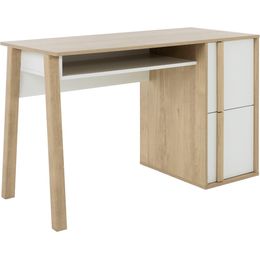 Schreibtisch GAMI "ARIA", kastanie natur nachbildung, uni wei&szlig;, kastanie natur nachbildung, uni wei&szlig;, kastanie natur nachbildung, B:123cm H:76cm T:56cm, Spanplatte, Tische, Schreibtisch, Ein praktischer Schreibtisch mit Stauraum