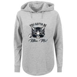F4NT4STIC Sweatshirt 'K&auml;tzchen You Gotta Be Kitten Me!' Damen Gr&ouml;&szlig;e S graumeliert / schwarz / wei&szlig;