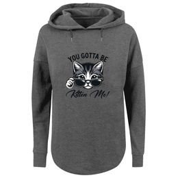 F4NT4STIC Sweatshirt 'K&auml;tzchen You Gotta Be Kitten Me!' Damen Gr&ouml;&szlig;e XL dunkelgrau / schwarz / wei&szlig;
