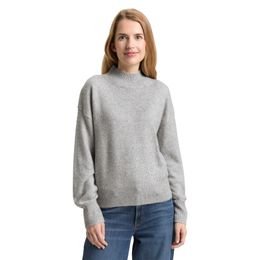 Strickpullover Tom Tailor, Damen, Gr. XL, medium silber grau, Strick, Obermaterial: 47% Polyester, 47% Viskose, 6% Polyamid, unifarben, regular fit normal, Rundhals, Rippb&uuml;ndchen, Pullover Strickpullover, mit Rippb&uuml;ndchen