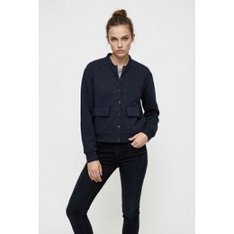 Kurzjacke soyaconcept "SC-BANU 283", Damen, Gr. S, navy, Web, Obermaterial: 48% Modal, 48% Polyester, 4% Elasthan, unifarben, regular fit normal, Jacken Kurzjacke