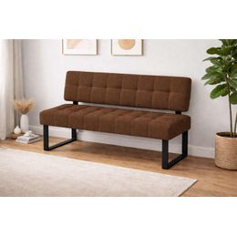 Sitzbank Home Affaire "Mia K&uuml;chenbank, Polsterbank, Esszimmerbank, 141x64 cm", terra, schwarz, B:141cm H:86,5cm T:61cm, Massivholz, Metall, Polyester, Sitzb&auml;nke, Sitzbank, Moderne Bank und Farben, Sitzplatzanzahl: 2-3, Frei in Raum stellbar