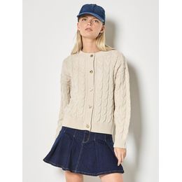 Apricot Cable Knit Button-Down Cardigan ' ' Damen Gr&ouml;&szlig;e 44 stone