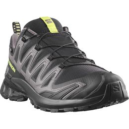 Trailrunningschuh Salomon "XA PRO 3D V9 GORE-TEX", Damen, Gr. 49, schwarz, schwarz gull gray, acid lime, Synthetik, Textil, Schuhe Trailrunningschuh, wasserdicht