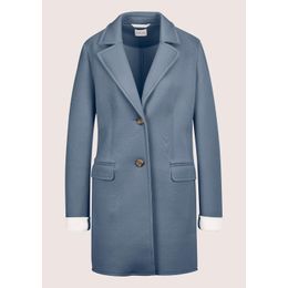 Madeleine Mode Kurzjacke MADELEINE "Jacke Longjacke aus zweilagigem Jersey", Damen, Gr. 34, blau (rauchblau, wollwei&szlig;), Obermaterial: 96% Viskose CV. 4% Elasthan EL., Modern, normal, Jacken Kurzjacke