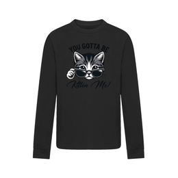 F4NT4STIC Shirt 'K&auml;tzchen You Gotta Be Kitten Me!' Jungen Gr&ouml;&szlig;e 122/128 basaltgrau / schwarz / schwarzmeliert / wei&szlig;