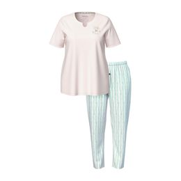 Ulla Popken Pyjama Damen Gr&ouml;&szlig;e XXXL/4XL smaragd / mint / pastellpink / wei&szlig; Winterkleid