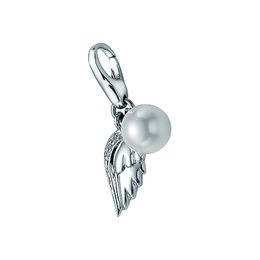 Charm Fl&uuml;gel "Charm Fl&uuml;gel und Perle, Silber 925", silber, Giorgio Martello MILANO, Charms, Damen, Silber 925 (Sterlingsilber), Charm Fl&uuml;gel