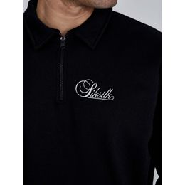 SikSilk Sweatshirt 'Essentials Polo Sweater' Herren Gr&ouml;&szlig;e XL schwarz