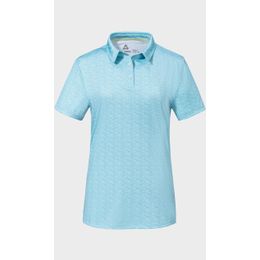Sch&ouml;ffel Poloshirt SCH&Ouml;FFEL "Polo Shirt Style Fraydo WMN", Damen, Gr. 40, 8015, blau, Oberstoff: 91% Polyester, 9% Elasthan, V-Ausschnitt, Shirts Poloshirt