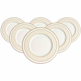 Villeroy & Boch Speiseteller VILLEROY & BOCH "Speiseteller Ivoire &oslash; 27,5 cm 6er Set wei&szlig;-gold", bunt (wei&szlig;, gold), L:27,5cm, Speiseteller, Speiseteller