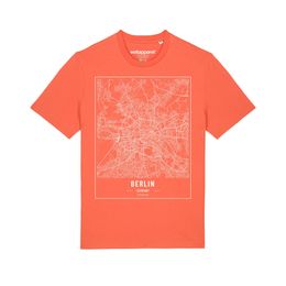 Watapparel T-Shirt ' City maps Berlin Landkarte ' Herren Gr&ouml;&szlig;e L orange / wei&szlig;