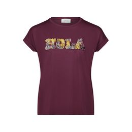 Cartoon Rundhals-Shirt mit &Auml;rmelaufschlag Damen Gr&ouml;&szlig;e L bordeaux