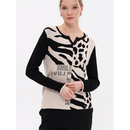 Passioni Pullover Damen Gr&ouml;&szlig;e XS/S beige / schwarz