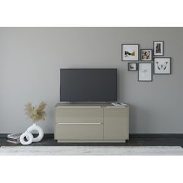Lowboard "Reno", taupe matt lack, glas taupe glanz, B:137cm H:71cm T:42cm, Glas, Holzwerkstoff, SET ONE BY Musterring, Sideboards, Lowboard, Mit Sockel in diversen Farben, 71 cm H&ouml;he & Farbauswahl