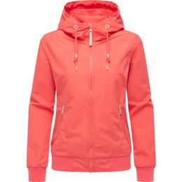 Outdoorjacke Ragwear "Kapuzenjacke Oggie", Damen, Gr. 4XL, orange (coral), Obermaterial: 100% Polyester PES. Obermaterial: Futter: 100% Polyester PES., gerade, hoch geschlossener Ausschnitt, &Auml;rmel ohne &Auml;rmelschlitz B&uuml;ndchen, Jacken Outdoorjacke, Wasserdichte und atmungsaktive &Uuml;bergangsjacke