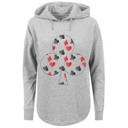 F4NT4STIC Sweatshirt 'Kartenspiel Kreuz Herz Karo Pik Poker' Damen Gr&ouml;&szlig;e S grau / hellrot / schwarz