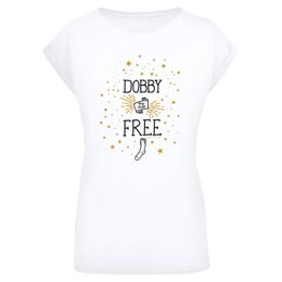 F4NT4STIC T-Shirt 'Harry Potter Dobby Is Free' Damen Gr&ouml;&szlig;e XXXL goldgelb / schwarz / wei&szlig;