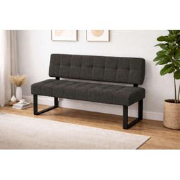 Sitzbank Home Affaire "Mia K&uuml;chenbank, Polsterbank, Esszimmerbank, 141x64 cm", braun, schwarz, B:141cm H:86,5cm T:61cm, Massivholz, Metall, Polyester, Sitzb&auml;nke, Sitzbank, Moderne Bank und Farben, Sitzplatzanzahl: 2-3, Frei in Raum stellbar