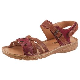 Sandale Josef Seibel "Ivy 08", Damen, Gr. 39, rot kombiniert, Leder, used, Schuhe Sandale, Klettschuh, Riemchensandale in Komfort-Schuhweite G (=weit)