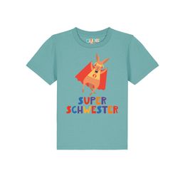Watabout.kids T-Shirt 'K&auml;nguru Superschwester' Jungen Gr&ouml;&szlig;e 134/146 blau / t&uuml;rkis / hellorange / rot