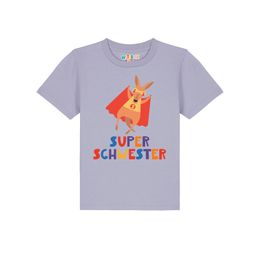 Watabout.kids T-Shirt 'K&auml;nguru Superschwester' Jungen Gr&ouml;&szlig;e 152/158 blau / curry / lavendel / dunkellila