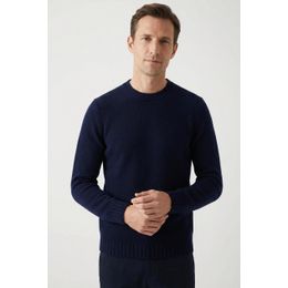 Strickpullover Cinque "CIZAC", Herren, Gr. M, blau (dunkelblau), Strick, Obermaterial: 80% Baumwolle, 16% Polyamid, 4% Elasthan, unifarben, Casual, slim fit normal, Rundhals, B&uuml;ndchen, Pullover Strickpullover, Rundhalsausschnitt, Slim Fit, Rippdetails an der Seitennaht