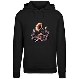 F4NT4STIC Sweatshirt 'Gothic Skeleton Vintage Vinyl Plattenspieler' Damen Gr&ouml;&szlig;e S bronze / aubergine / schwarz
