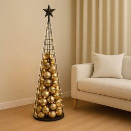 Deko-Baum MCW-O91, Weihnachtsbaum Schmuckbaum Weihnachtsdeko Christbaum zum Beschm&uuml;cken, Metall 160cm ~ schwarz