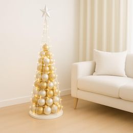 Deko-Baum MCW-O91, Weihnachtsbaum Schmuckbaum Weihnachtsdeko Christbaum zum Beschm&uuml;cken, Metall 160cm ~ wei&szlig;
