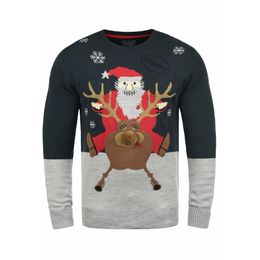 Blend Weihnachtspullover 'Rudolph' Herren Gr&ouml;&szlig;e S dunkelblau / grau / rot / wei&szlig;