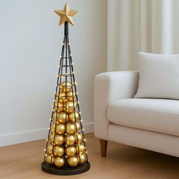 Deko-Baum MCW-O91, Weihnachtsbaum Schmuckbaum Weihnachtsdeko Christbaum zum Beschm&uuml;cken, Metall 115cm ~ schwarz
