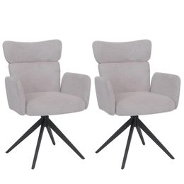 2er-Set Esszimmerstuhl MCW-N11, Stuhl, drehbar Auto-Return Stoff Boucl&eacute; 350g/m&sup2; &Ouml;ko-Tex ~ hellgrau, Beine dunkelgrau