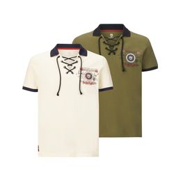Jan Vanderstorm Poloshirt 'Eljar' Herren Gr&ouml;&szlig;e XL navy / khaki / rot / wollwei&szlig;