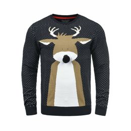 Blend Weihnachtspullover 'Rudolph' Herren Gr&ouml;&szlig;e XXXL nachtblau / braun / schwarz / wei&szlig;