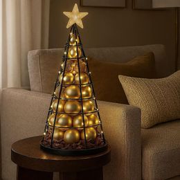 Deko-Baum MCW-O91, Weihnachtsbaum Schmuckbaum Weihnachtsdeko Christbaum zum Beschm&uuml;cken, Metall 60cm ~ schwarz