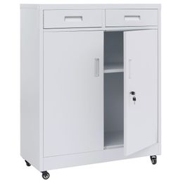 Aktenschrank MCW-O89, Stahlschrank B&uuml;roschrank, Rollen T&uuml;ren Schubladen abschlie&szlig;bar Metall 116x90x40cm ~ wei&szlig;