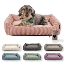 Rohrschneider Hundebett waschbar, robuster Breit-Cordstoff mit Gratis-Beigabe