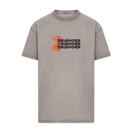F4NT4STIC T-Shirt 'Geishora Japan Streetstyle' Herren Gr&ouml;&szlig;e 5XL grau / orange / schwarz