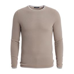 Ombre Pullover 'OM-SWSW-0103' Herren Gr&ouml;&szlig;e L taupe / wei&szlig;