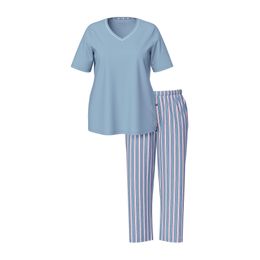 Ulla Popken Pyjama Damen Gr&ouml;&szlig;e M/L blau / ros&eacute; Winterkleid