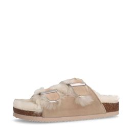 Manfield Pantolette Damen Gr&ouml;&szlig;e 41 beige / naturwei&szlig;