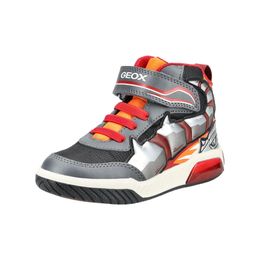 Geox Sneaker 'Inek' Jungen Gr&ouml;&szlig;e 29 grau / silbergrau / orange / hummer