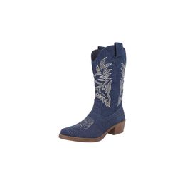 Ital-Design Cowboystiefel Damen Gr&ouml;&szlig;e 38 dunkelblau / wei&szlig; Winterschuhe