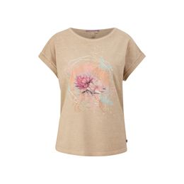 QS T-Shirt Damen Gr&ouml;&szlig;e S beigemeliert / himmelblau / orange / magenta