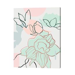 Liv Corday Bild 'Flowers' Herren Gr&ouml;&szlig;e 60x80 rauchblau / jade / rosa / schwarz / offwhite