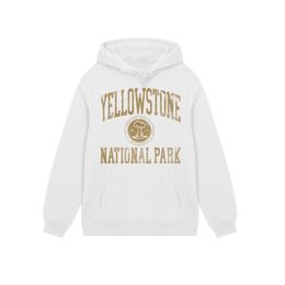 F4NT4STIC Sweatshirt 'US National Parks Yellowstone Wyoming' Herren Gr&ouml;&szlig;e M senf / wei&szlig;